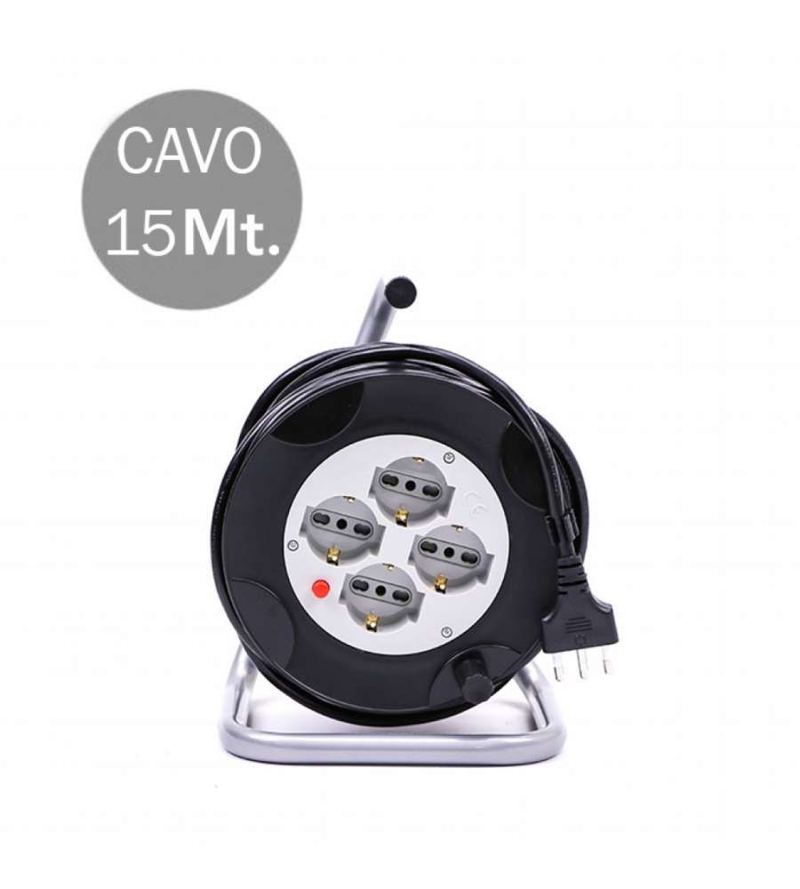 Prolunga Avvolgicavo 4 Prese Bipasso Shuko + 16a 2p+t Protezione ...