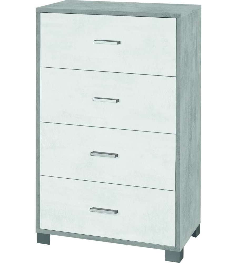 Mobile 4 Cassetti In Kit 112 X 70 X 41 Cm Cemento - Ossido Bianco